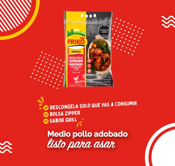 Medio pollo adobado despresado listo para despresar